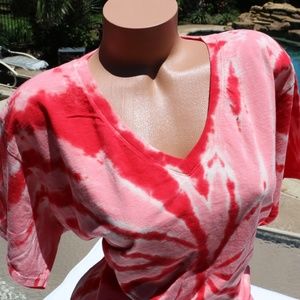 Artisan Hand Dyed | Tops | 2628 4x Plus Boho Hand Dyed Red Pink Tie Dye ...